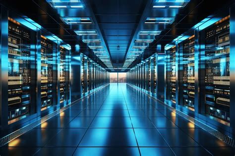 Premium Ai Image A Clean And Efficient Data Center With Rows Of Server Racks In A Controlled