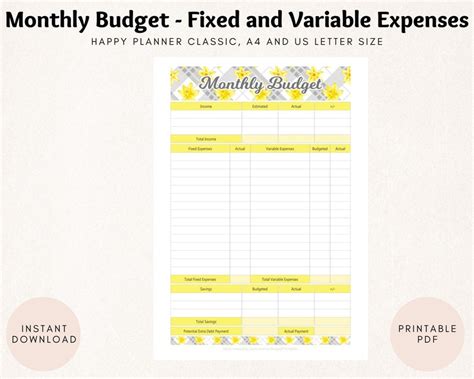 Budget Fixed And Variable Expenses Worksheet Budgeting Worksheets