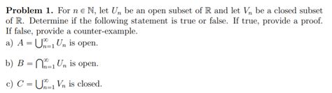 solved problem 1 for n e n let un be an open subset of r