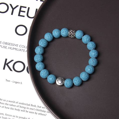 Badu Bg 10 мм матова естествена розова гривна от камък зебра дамска мода усмивка гривни с