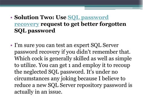 Ppt How To Recover Sql Server Password Powerpoint Presentation Free