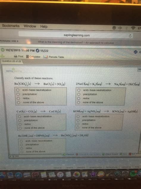 Solved Classify Each Reaction