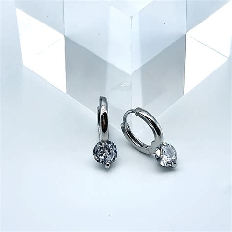 써지컬스틸 원터치 큐빅귀걸이 큐빅드롭 링귀걸이 에이블리