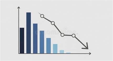 Declining Blue Bar Chart And Line Graph Showing Financial Loss On Gray