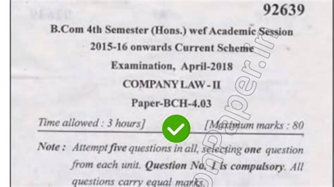 2018 mdu bcom hons 4th sem company law question paper youtube