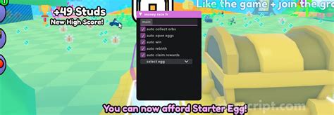Money Race Auto Open Eggs Auto Collect Orbs Auto Rebirth Scripts RbxScript