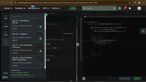 Gfg160daysofcode Java Nonrepeatingchar Hashmap Stringproblems Dsa