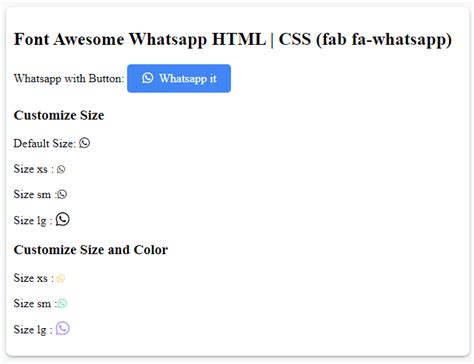 Font Awesome Whatsapp Fab Fa Whatsapp Fa Brands Fa Whatsapp Html Css Code