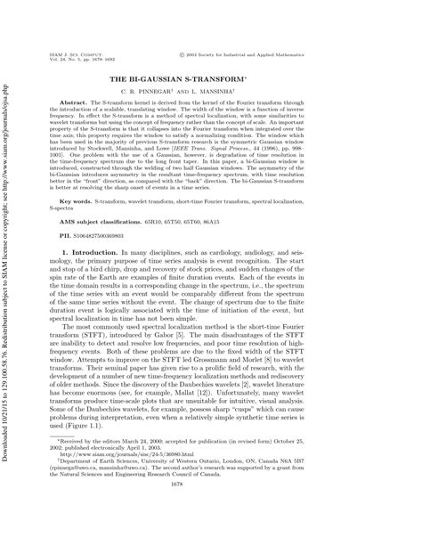 Pdf The Bi Gaussian S Transform