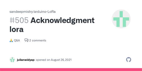 Acknowledgment Lora · Sandeepmistry Arduino Lora · Discussion 505 · Github