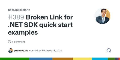 Broken Link For Net Sdk Quick Start Examples · Issue 389 · Dapr Quickstarts · Github