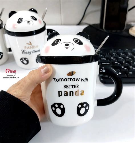 قیمت ماگ سرامیکی فانتزی قاشق دار و درب دار پاندا