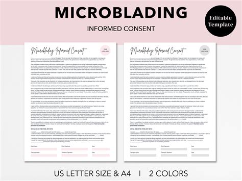 Editable Microblading Consultation Form Brow Tattoo Consent Form