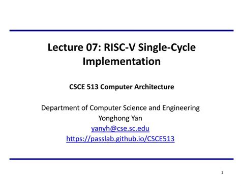 PDF Lecture RISC V Single Cycle Implementation Slides For General RISC ISA