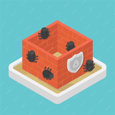 Premium Vector Sandbox Firewall Technology And Bug Isometric 3d