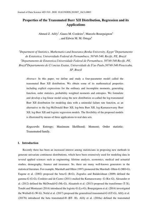 Pdf Properties Of The Transmuted Burr Xii Distribution Regression And Its Applications