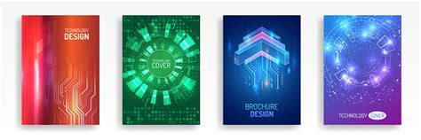 현대 과학 및 디지털 기술 개념 브로셔또는 하이테크 요소 배경으로 커버를 위한 벡터 템플릿입니다 파란색 레이아웃 미래 브로셔 전단지 플래카드 0명에 대한 스톡 벡터 아트 및