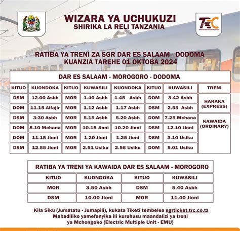 Ratiba ya Treni ya Mwendokasi ya SGR Dar To Morogoro - HABARI FORUM