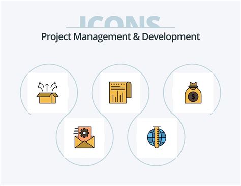 Project Management And Development Line Filled Icon Pack Icon Design Workflow Planning