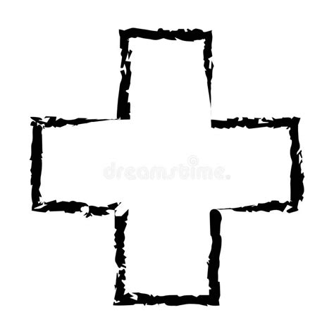 Cross Texture Symbol Element Plus Sign Outline Border Grunge Shape Icon Decorative Doodle