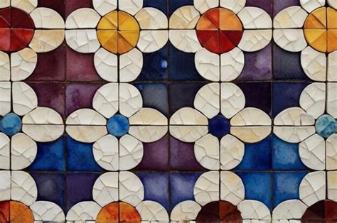 A Colorful Tile With A Pattern Of Circles And A Blue White And Orange