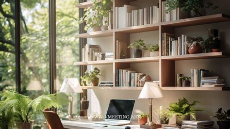Cute Cozy Wooden Home Office With Vibrant Backyard Views Virtual Bac Virtual Meeting Backgrounds