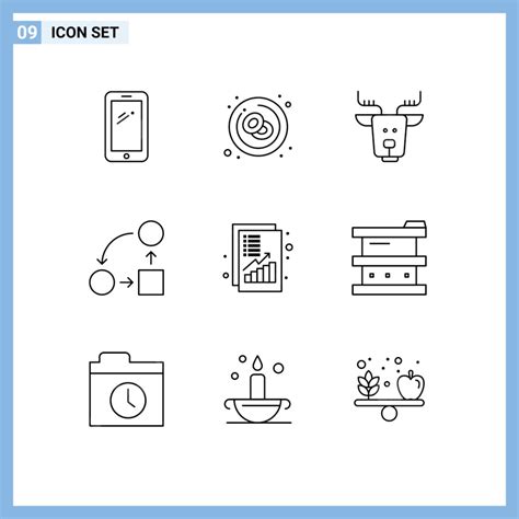 Strategies Vector Art Png Set Of 9 Vector Outlines On Grid For