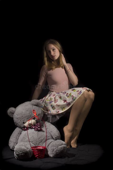 Girl And Teddy Stock Image Image Of Happy Caucasian 88631481