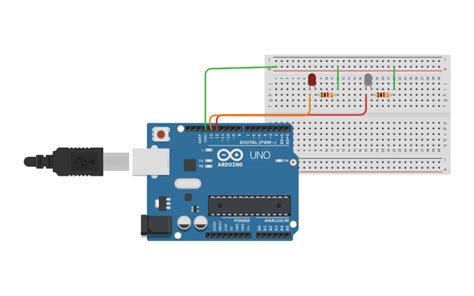 Circuit Design 2 Leds Tinkercad
