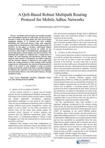 A Qos Based Robust Multipath Routing Protocol For Mobile Ijet