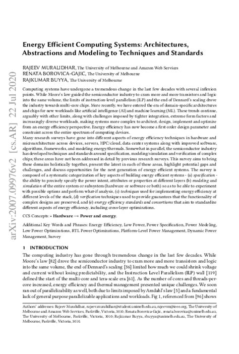 Pdf Energy Efficient Computing Systems Architectures Abstractions