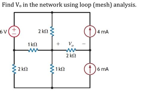 Solved Find V In The Network Using Loop Mesh Analysis 6v