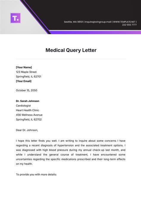 Free Medical Query Letter Template To Edit Online