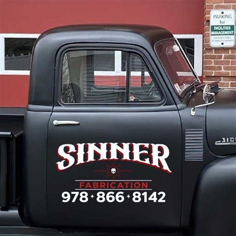 Personalized Fabrication Truck Door Art Garage Lettering Shop Truck