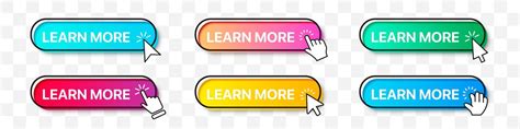 premium vector learn more buttons collection with arrow and hand