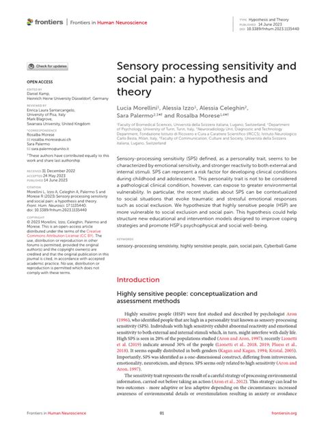 Sensory Processing Sensitivity Pdf Psychological Concepts Neuroscience