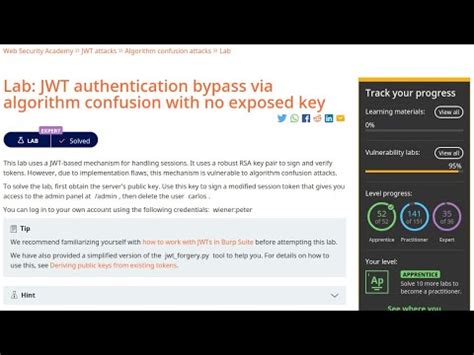 Web Security Academy JWT 7 JWT Authentication Bypass Via