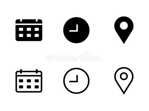 Date Time Location Address Icon Set Vector Illustration Stock Illustration Illustration Of