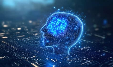 Artificial Intelligence Head With Circuitry Design Digital Brain Concept Futuristic Technology