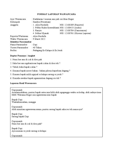 Format Laporan Wawancara Pdf