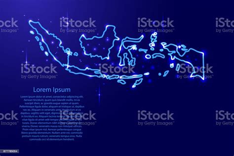 배너 포스터 벡터 일러스트 레이 션의 인사말 카드에 대 한 등고선 네트워크 블루 빛나는 공간 별에서 지도 인도네시아 0명에 대한