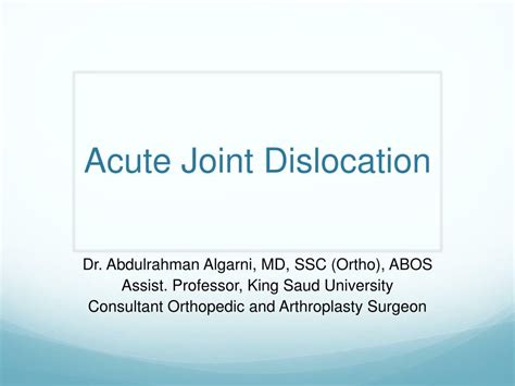 Ppt Acute Joint Dislocation Powerpoint Presentation Free Download Id 2415138