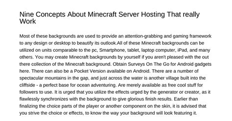 6 Ideas About Minecraft Server Hosting That Really Workpunckpdfpdf