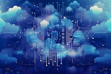 Premium Photo A Blue Background With A Circuit Board And The Word Cloud On It