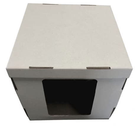 Caja Para Pastel Alta Cuadrada Con Tapa Blanca Con Ventana Lateral 25 Pzs