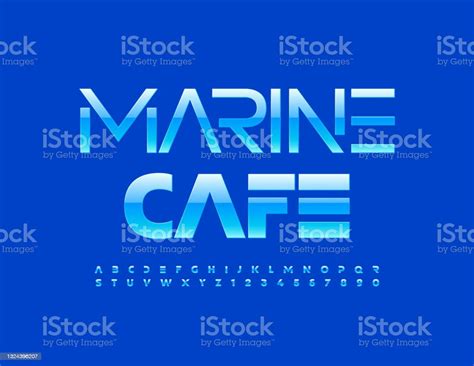 현대 스타일 알파벳 편지와 숫자 세트 벡터 블루 로고 마린 카페 0명에 대한 스톡 벡터 아트 및 기타 이미지 0명 건강한 생활방식 건강한 식생활 Istock
