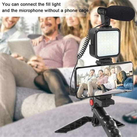 Smartphone Vlogging Kit With Tripod Phone Holder Mini Microphone Led