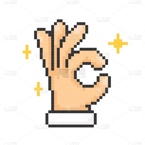 手绘 像素风贴纸套系SVG OK手势