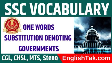 One Words Substitution Denoting Governments Ssc Englishtak