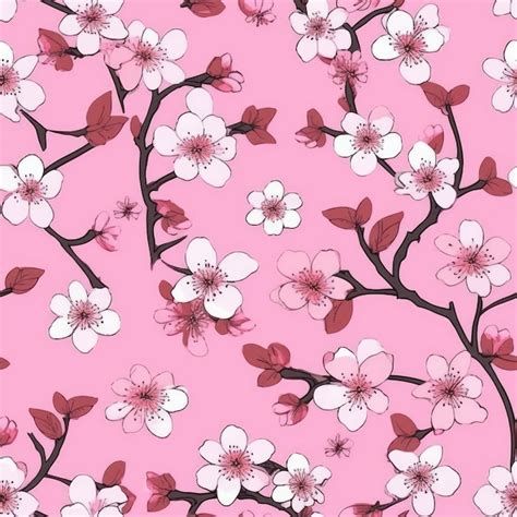 Premium Ai Image Sakura Blossoms Pink Floral Pattern